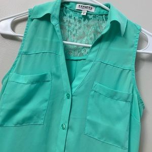 Express | Tops | Express Mint Green Sleeveless Portofino Lace Top ...